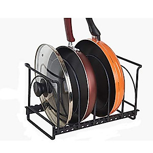 XJJZS Metal Pan Pot Lid Organizer Adjustable Dish Rack Drainer Cutting Board Holder Cookware Stand Holder for Cabinet Storage