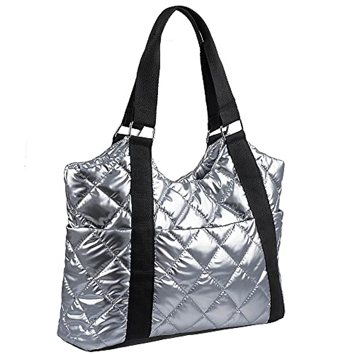 big Quilted Padding Tote Handbags Women Lightweight Padded Nylon Large Puffy Puffer purse Bag Multi Pockets shoulder bag