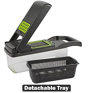 LIHUYAS 12 in 1 Pro Vegetable Chopper with Container, Multifunctional Veggie Chopper Dicer,Salad Chopper Box, Mandoline Slicer,Food Chopper with Sharp Blades, Easy to Clean