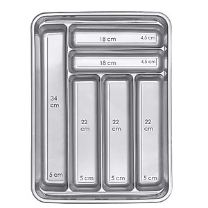 PLASTIFIC 1 Tier Large & Deep CUTLERY TRAY Flatware Organiser Strong Plastic Drawer Sliding Tidy Multipurpose flatware Holder Kitchen Accessories for Tableware(Silver)…