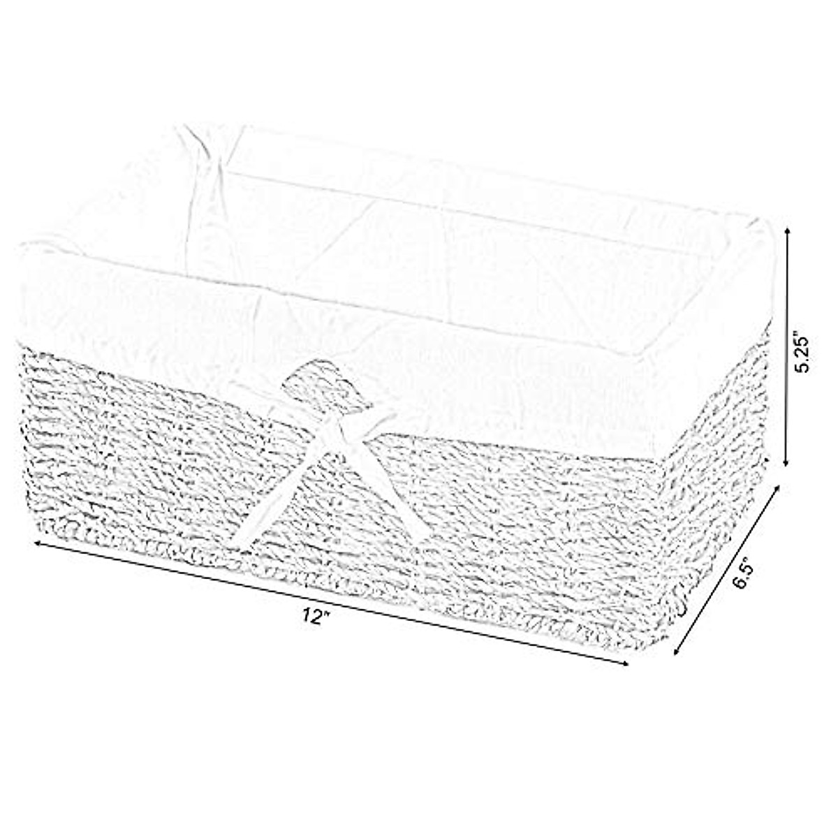 Vintiquewise(TM Seagrass Shelf Basket Lined with White Lining (Pack of 2)