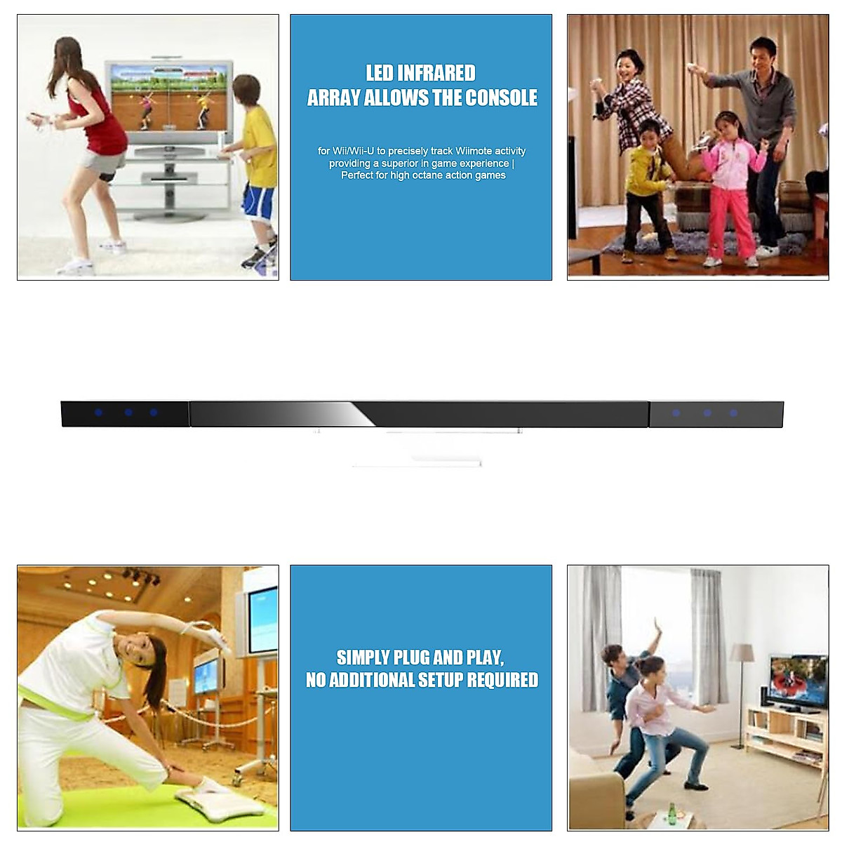 Eanetf Wii Sensor bar, Wired Infrared Sensor Bar for Wii, Replacement Wired Infrared IR Ray Motion Sensor Bar Compatible with Wii and Wii U Console