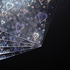 Black Lotus 100 PCS Top Loading Sweet Heart Shaped Holographic Photo Card Sleeves, Cute Foil Holo Shinny Card Protector for Kpop/Idol/TCG/CCG Standard Sized/Japanese Sized Cards Cover (65x90mm)