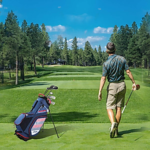 Golf Stand Bag for Men Navy 14 Way Divider Golf Bags, 6LB Lightweight Portable Walking/Riding Bags with Dust Cover, Strap (Blue)