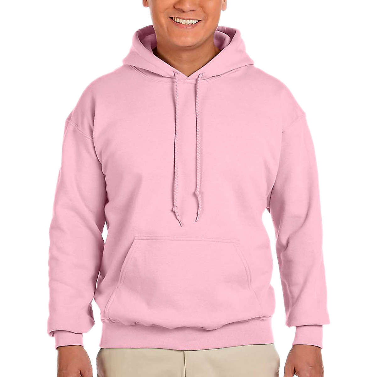 Gildan Men's Heavy Blend Fleece Hooded Sweatshirt G18500 (Large, Light Pink)