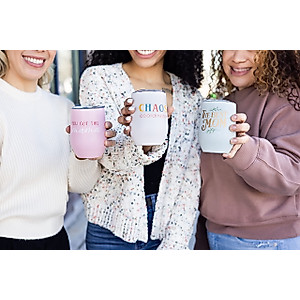 Pearhead You Got This Mama Stainless Steel Wine Tumbler with Press-In and Slide Locking Lid, Cute Motherhood Stemless Wine Glass Tumbler Mug, New Mom Accessory, 12oz