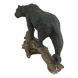 Ebros Gift Black Panther Cougar Climbing Weathered Tree Log Statue 10" Long Wildlife Black Jaguar Ghost Forest Hunter Sculpture Home Decorative Accent