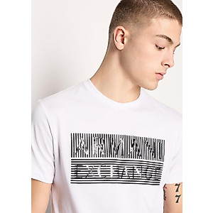 A | X ARMANI EXCHANGE Men's Slim Fit Illusion Box Logo Tee, White, L