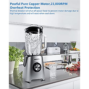 Amateys Quiet Smoothie Blender with 50 Oz Glass Jar,Professional Kitchen Blender for Shakes and Smoothies,Countertop Blender Speed Adjustable for Ice Crush Frozen Fruit Puree Mlikshakes