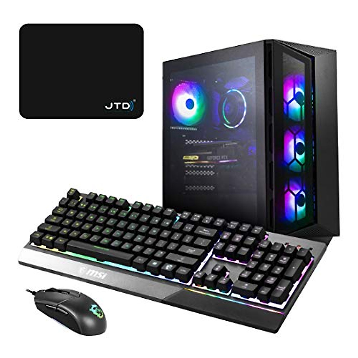 MSI Aegis RS Gaming Desktop PC, Core i7-10700KF 8-Core, NVIDIA GeForce RTX 3080 10GB (64GB DDR4 RAM | 1TB PCIe SSD | 2TB HDD) Windows 10 Home Gamer PC Computer Bundle W/JTD Mouse Pad