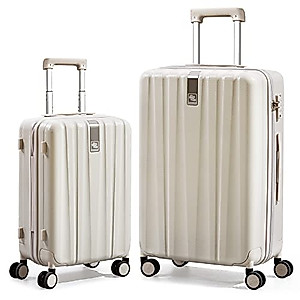 Hanke 20/29 Inch 2 Piece Luggage Sets PC Lightweight Hardshell Suitcases with Spinner Wheels & TSA Lock, Extra Large Rolling Travel Luggage, Nestable Storage 2 Piece Set 20/29(Ivory White)