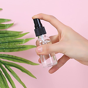 YONKAN 2oz Glass Spray Bottle, Fine Mist Boston Glass Bottles with Black Fine Mist Sprayer Small Clear Bottles for Essential Oils, Bath, Beauty, Hair & Cleaning, Clear, Pack of 48