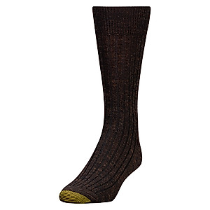 GOLDTOE Men's Windsor Wool Crew Dress Socks, 3-Pairs, Bark, Large
