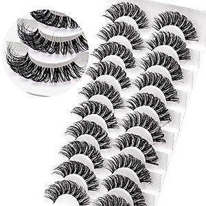 Veleasha Russian Strip Lashes and 5D Faux Mink Lashes ，Natural Lashes Wispy Fluffy False Eyelashes 2 Styles 2 Sets Pack