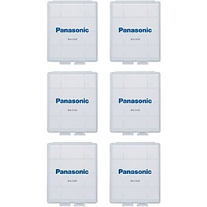 Panasonic BQ-CASE6SA Battery Storage Cases with 4AA or 5AAA Battery Capacity, 6 Pack