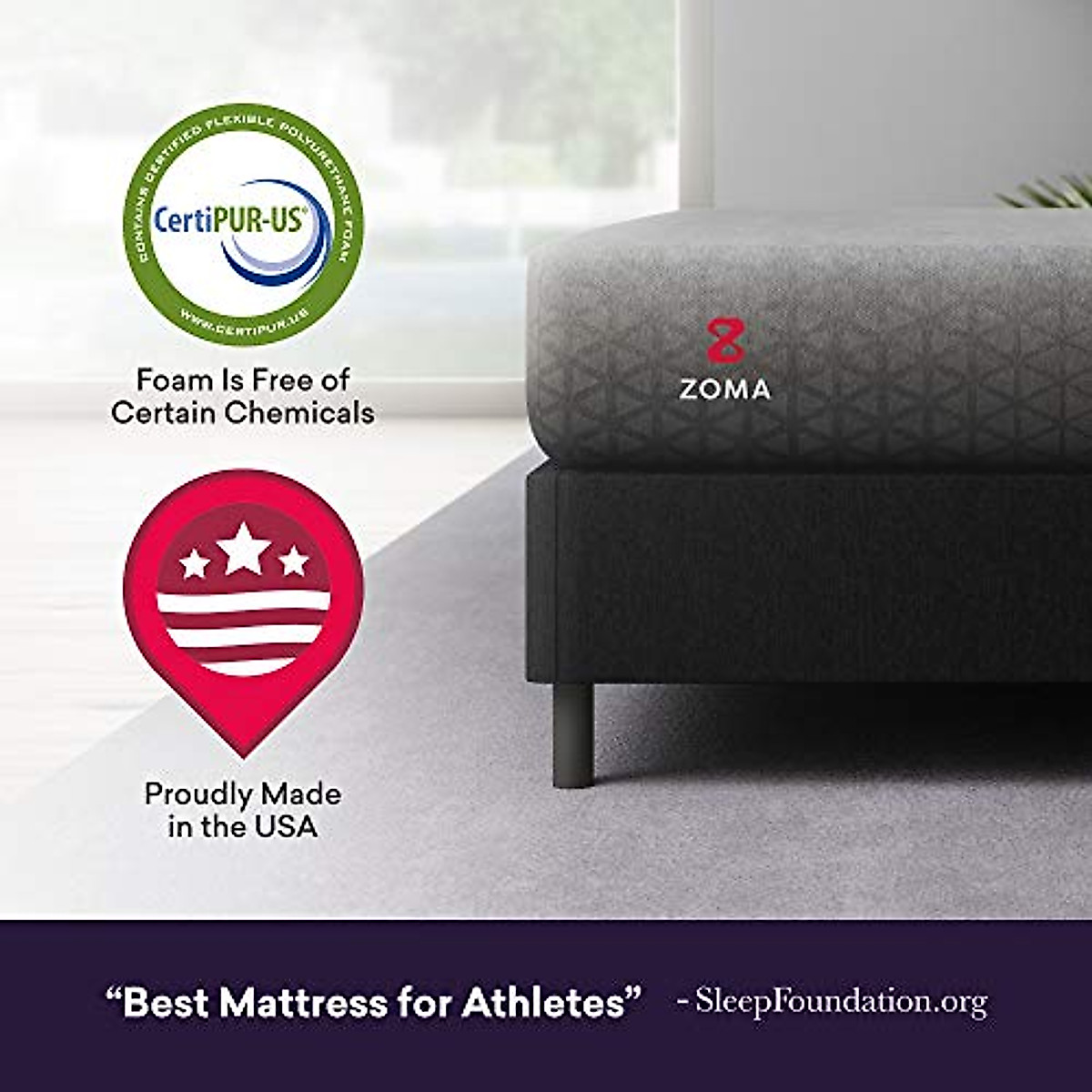 ZOMA Start Memory Foam Mattress Queen, 10" Inch Queen Bed Mattress in a Box with CertiPUR-US Certified Foam for a Supportive & Cooler Sleep, Medium-Soft Feel, Fiberglass Free Mattresses | Made in USA