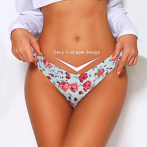 QOVOQ Thong underwear for women,No Show Breathable Cotton Womens Thongs Underwear Seamless Thongs for Women (Multicoloured E-10pack, Medium)