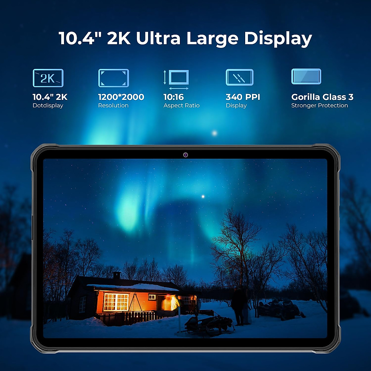 HOTWAV R6 Ultra Rugged Tablet Android 13, 15600mAh 10.4 Inch 2K FHD+, 16(8+8Virtual) GB+256GB/(2TB TF) Waterproof Tablet PC, 16MP+16MP Octa-Core IP68&IP69K/Dual SIM 4G LTE/5G WiFi/Face ID/GPS/OTG