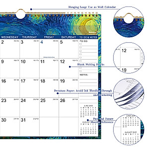 2023 Wall Calendar - Wall calendar 2023-2024, January 2023 - June 2024, 18 Months Wall Calendar, 14.6” × 11.4”, Twin-Wire Binding, Premium Paper, Blank Blocks - Art Paintings Design