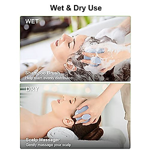 HEETA Scalp Massager Shampoo Brush, Hair Scalp Scrubber with Soft Silicone Bristle for Hair Growth, Upgraded Scalp Brush for Dandruff, Scalp Exfoliator for Women Men Pet Wet Dry Hair (Gray)