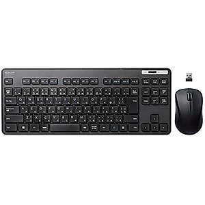 ELECOM Wireless Thin Keyboard/Standard Japanese Layout/Conformity with JIS Standard/Wireless Mouse/Durable/Black/TK-FDM109MBK