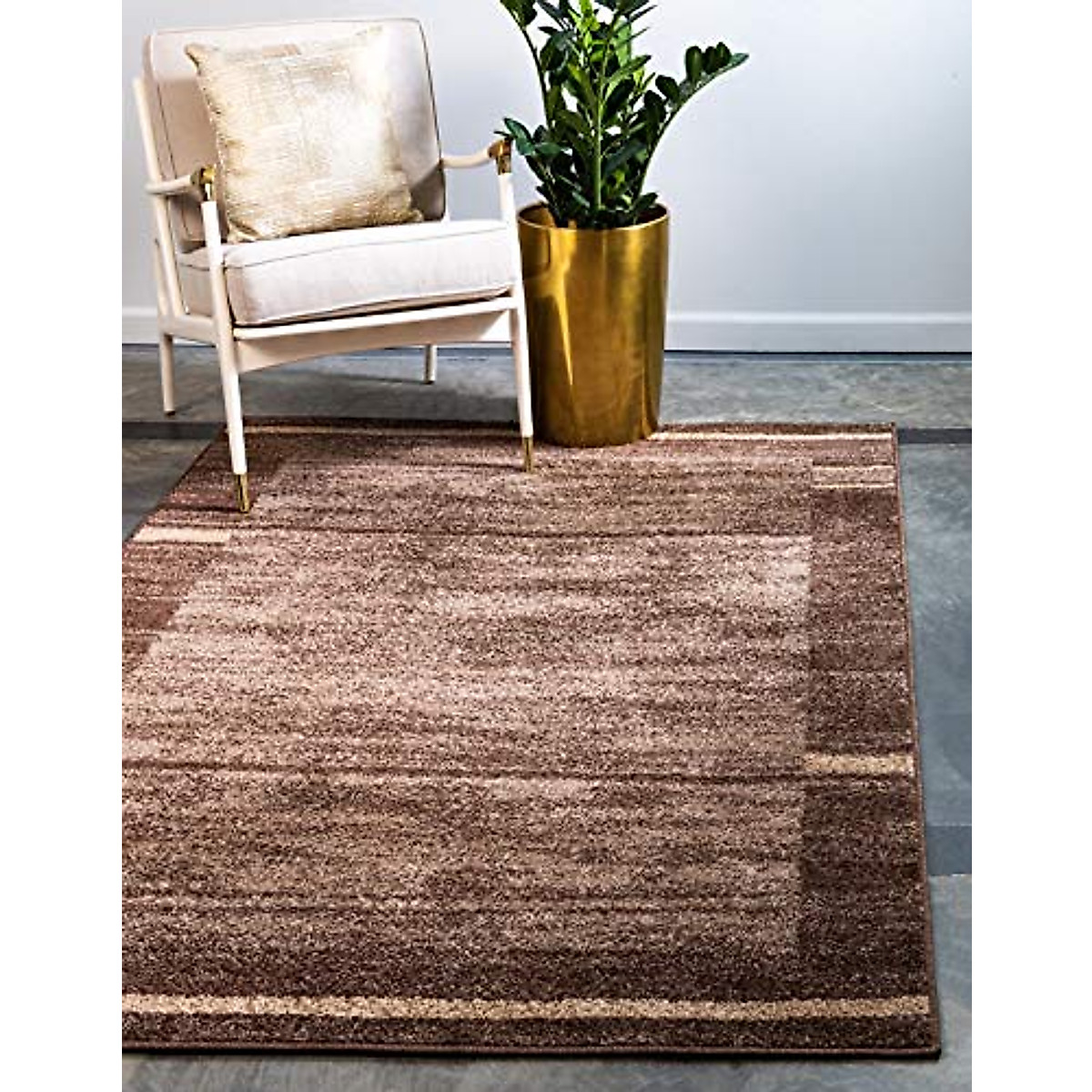 Unique Loom Autumn Collection Modern Contemporary Casual Abstract Area Rug, Rectangular 9' 0 x 12' 0, Brown/Beige Border