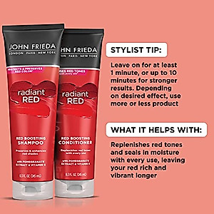 John Frieda Radiant Red Shampoo & Conditioner Bundle, Enhancing Shampoo & Conditioner, Helps Enhance Shades, with Pomegranate and Vitamin E