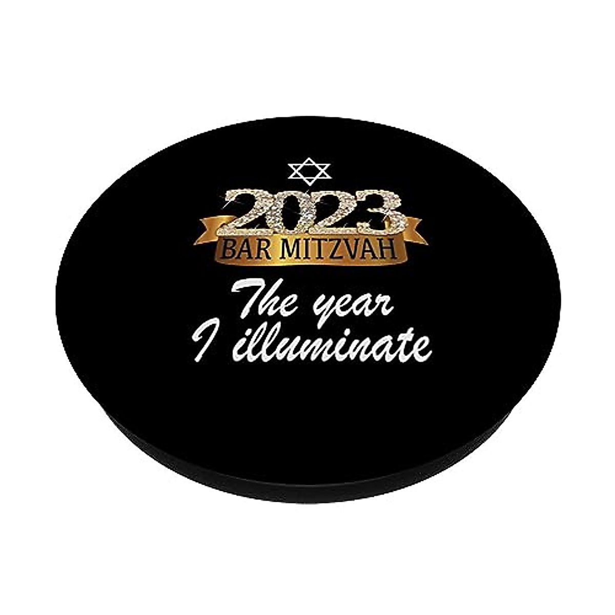 2023 Bar Mitzvah Quote Festive Black Yellow Decor PopSockets Standard PopGrip