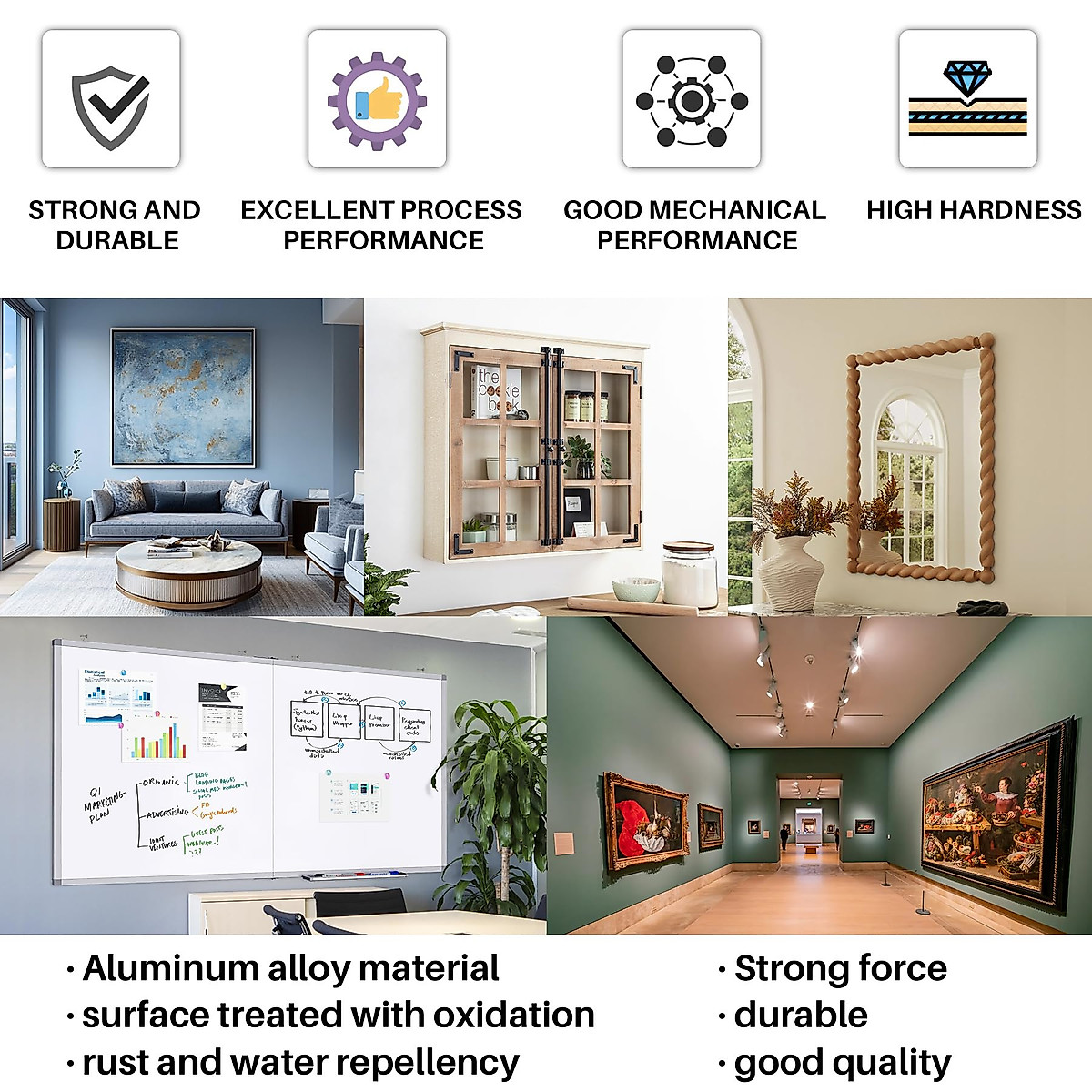 2-Pairs Heavy Duty 30-inch Aluminum French Cleat Hanger, Z Bar Clips Mount for Mirror and Picture, 200-Pound Max Load Secure Wall Mounting Interlocking Brackets Z-Hangers, Hardware Include