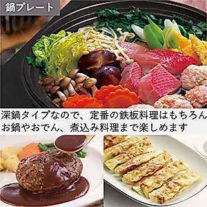 Yamazen removable hotplate for 1 person (with wave plate & pot plate) Silver YHC-W 600 (S)