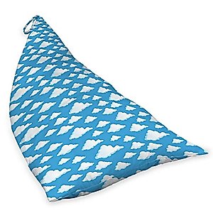 Ambesonne Sky Lounger Chair Bag, Monochrome Simplistic Design Repeating Pattern of Fluffy Clouds Cumulus Motif, High Capacity Storage with Handle Container, Lounger Size, Azure Blue and White