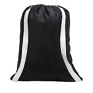Backpack Laundry Bag, Black - 22" X 28" - Two Shoulder Straps for Easy Backpack Carrying and Drawstring Closure. These Nylon Laundry Bags Come in a Variety of Attractive Colors and Patterns.