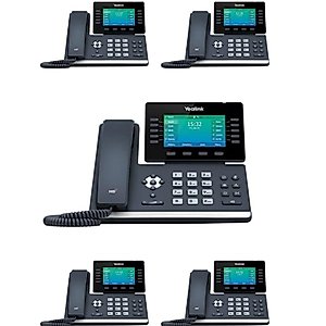 Yealink SIP-T54W IP Phone [5 Pack] 16 VoIP Accounts. 4.3-Inch Color Display. USB 2.0, 802.11ac Wi-Fi, Dual-Port Gigabit Ethernet, 802.3af PoE, Power Adapter Not Included (SIP-T54W)