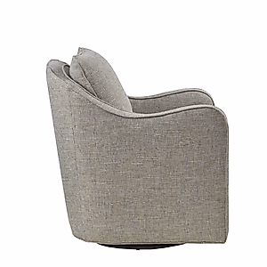 Madison Park Brianne Swivel Accent Chair, 360 Degree Armchair with Metal Base Stand, Pillowback Support, Slub Weave, Wide Seat for Nursery or Living Room Fully Assembled, Grey