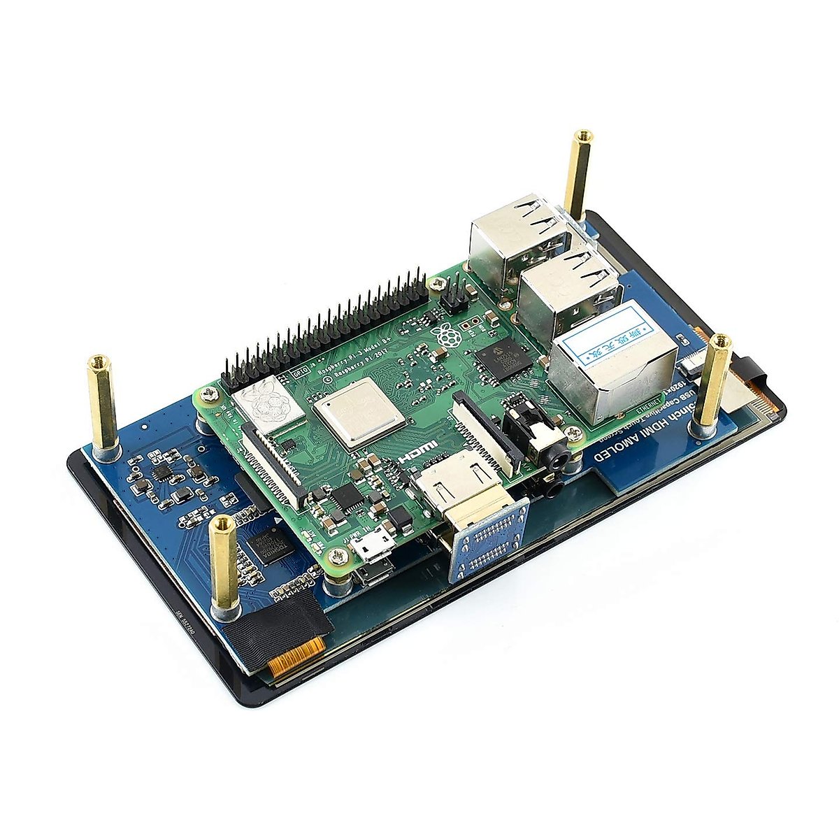 waveshare 5.5 inch HDMI AMOLED Display 1920x1080 Resolution Monitor Capacitive Touch Screen with Toughened Glass Cover for Raspberry Pi/Jetson Nano/PC Support Multi Systems