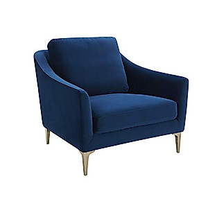 Amazon Brand – Rivet Alonzo Contemporary Velvet Living Room Accent Chair, 39"W, Blue