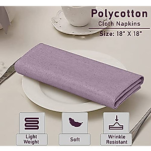 Ruvanti Cloth Napkins Set of 12, 18x18 Reusable Napkins Cloth Washable, Soft & Durable Table Napkins, Poly Cotton Fabric Dinner Napkins for Parties, Christmas, Thanksgiving, Weddings - Purple
