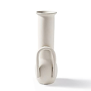 INGLENIX Grey White Ceramic Vases Nordic Minimalism Style Decoration for Centerpieces, Kitchen, Office or Living Room, Modern Geometric Decorative Tall Vase for Home Decor (INS-F)