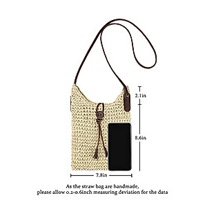 Youjaree Womens Small Straw Crossbody Bag Handwoven Beach Shoulder Bag Handbag Purse with Tassel for Summer (Beige)