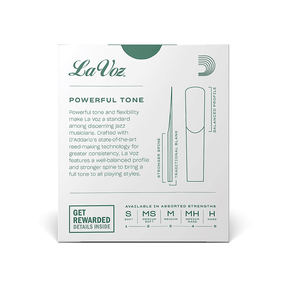 D'Addario La Voz Bb Clarinet Reeds, Strength Medium-Soft, 10-pack - RCC10MS