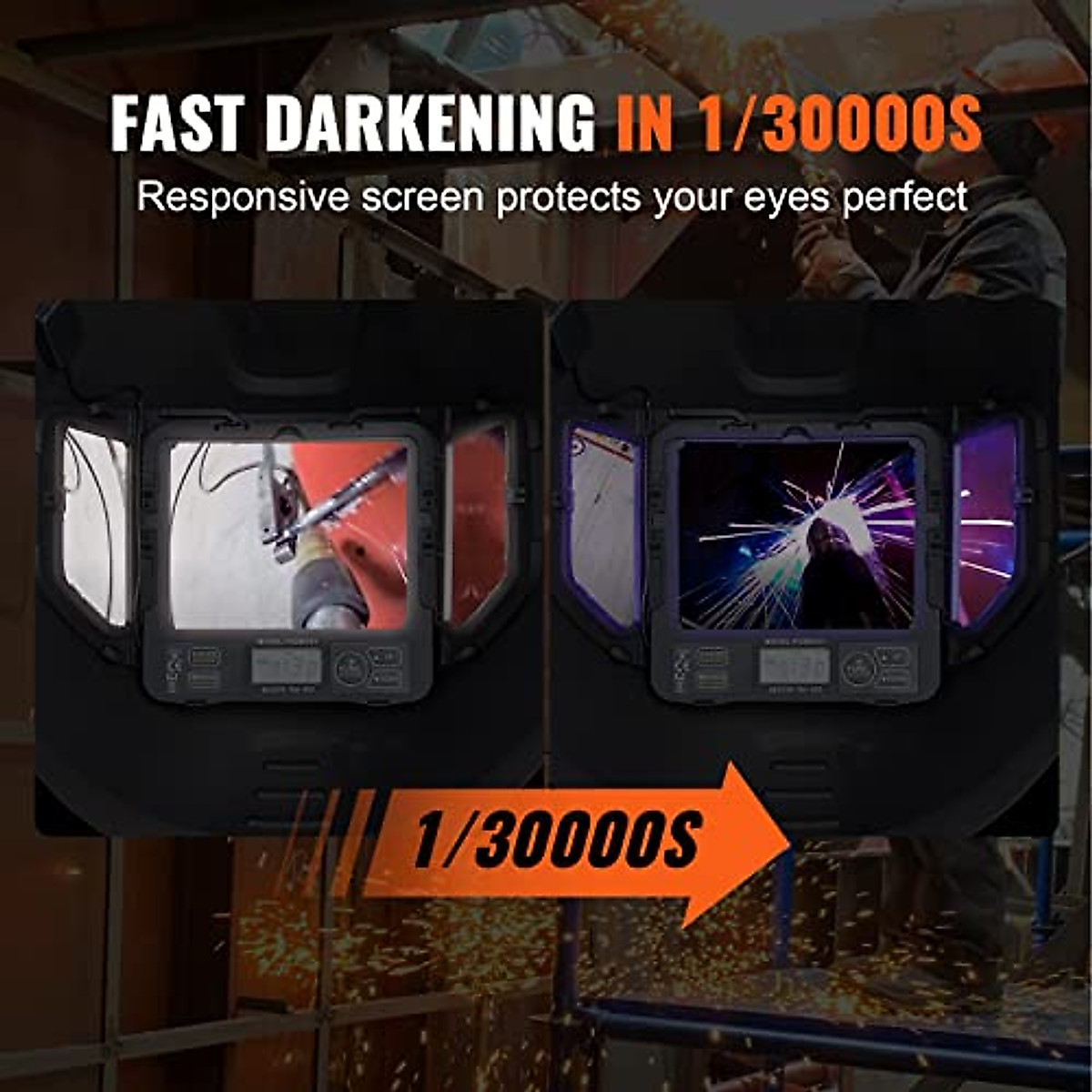 VEVOR Welding Helmet Auto Darkening Large Viewing with Side View 4.25" x 3.23", Welding Hood True Color, Welding Mask Solar Powered, 4 Arc Sensor, Wide Shade 4-8/9-13 for TIG MIG Arc Weld Grinding