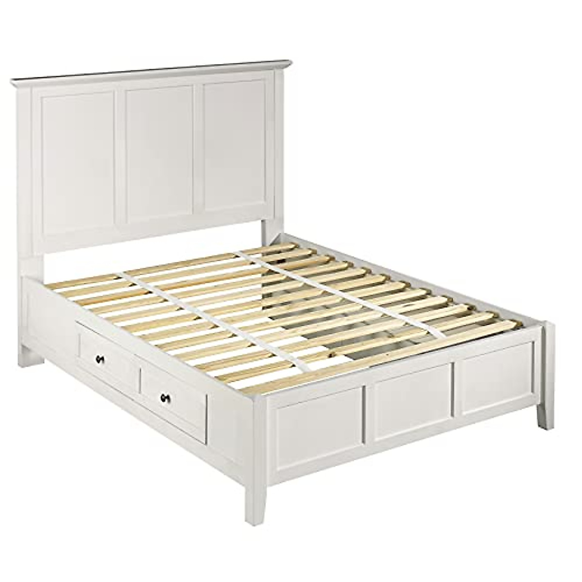 Modus Furniture Solid Wood 2-Side Storage Bed, California King, Paragon - White