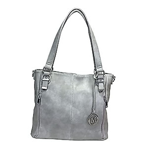 Zzfab Concealed Carry Hobo Bag with Hidden Lock Multi Pockets CCW Tote Bag Grey