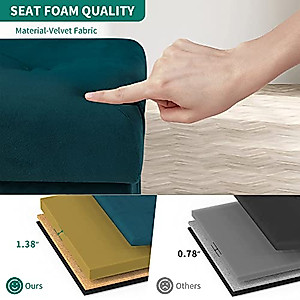 YITAHOME 43 Inches Folding 120L Storage Ottoman Bench, Velvet Footrest with 35mm high Elasticity Sponge seat and Metal Frame for Sturdiness- Holds Upto 680 Lbs (Dark Teal)