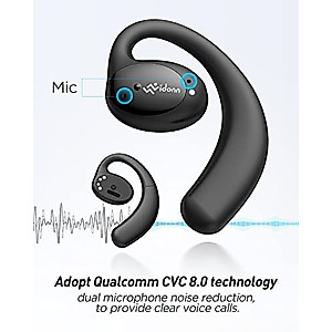VIDONN Open Ear Headphones Wireless Bluetooth 5.2 OpenBuds T2 Sport Open Earbuds Non Bone Conduction with Earhook and Charging Case for Sports Running Headphones Exercise Around Ea (Black)