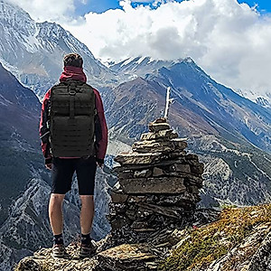 COSCOOA Tactical Military Backpack for Man, 50L Waterproof Army Pack Rucksack Hiking Laptop Backpack 3 Day Bug Out Bag, Includes Two Flags and Two Carabiner