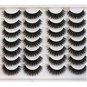 ALICROWN Short Eyelashes Natural Look False Lashes Mixed Lightweight Fluffy Handmade Soft Volume 14 Pairs Faux Mink Pack