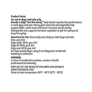 Breeder's Edge Get Him Going, Reproductive Performance Supplement for Dogs and Cats, 30 ml