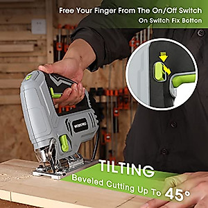 WORKPRO Jig Saw, Heavy Duty Design, 5 AMP 3000 SPM, Jigsaw Tool Corded Electric Power Cutter for Wood, Metal and Plastic Cutting, 7 Blades