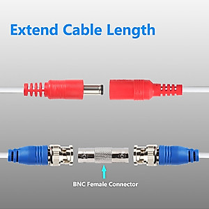 Aimyzii BNC Cable 200ft 4 Pack BNC Video Power Cable,Security Camera Cable for CCTV Camera DVR Security Systems(Included 8X BNC Adapters,100 Pcs Cable Clips)-White